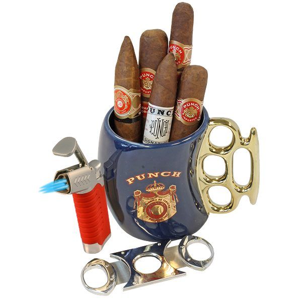 Punch Mug Cutter Lighter And Cigars Gift Set - Mike's Cigars