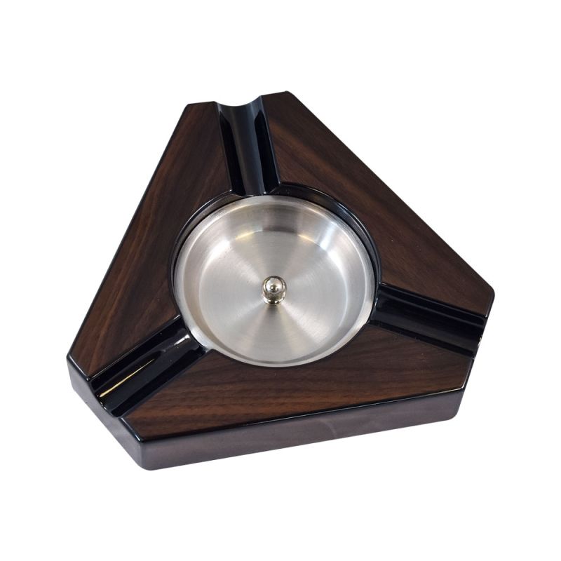 Triangle Wood Ashtray Silver - Mike's Cigars