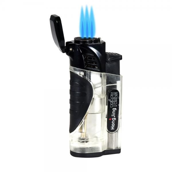 Gunmetal Top Torch Lighter With Punch Clear - Mike's Cigars