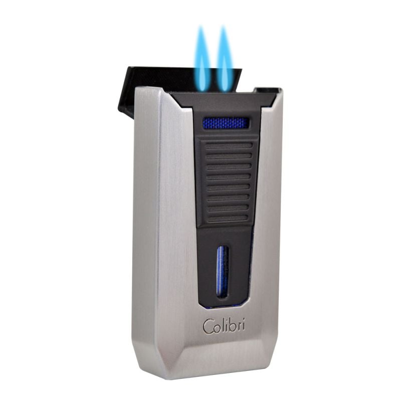 Colibri Slide Double Jet Lighter Chrome Black - Mike's Cigars