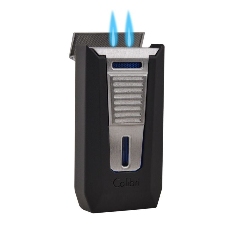 Colibri Slide Double Jet Lighter Black Chrome - Mike's Cigars