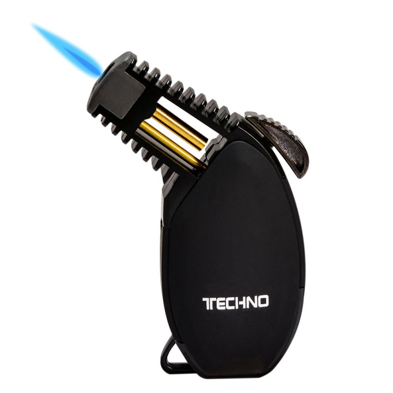 Techno Torch Rubber Slant Torch Lighter Black - Mike's Cigars