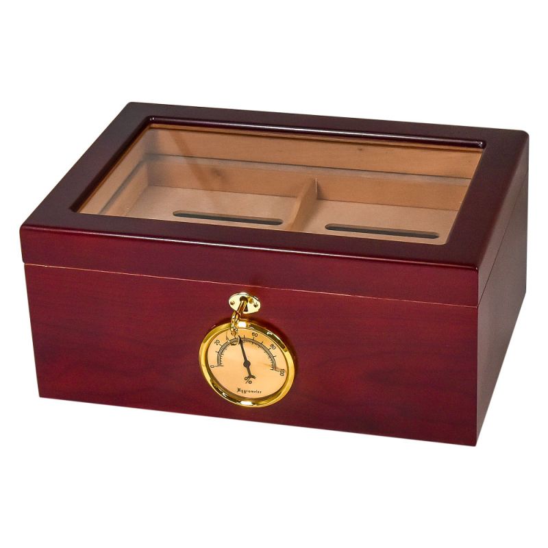 Berkeley 100 Ct. Humidor W/ Glass Top & External Hygrometer - Mike's Cigars