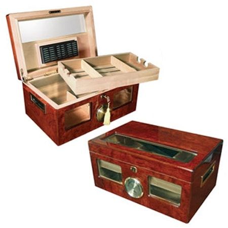 Valencia 100 Ct. High Gloss Humidor W/ Beveled Glass - Mike's Cigars