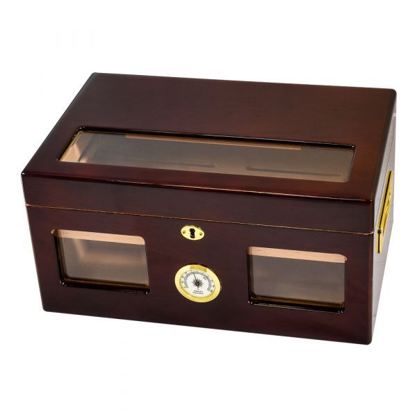 Milano Elegant 75-100 Cigar Deluxe Glass Top Humidor - Mike's Cigars