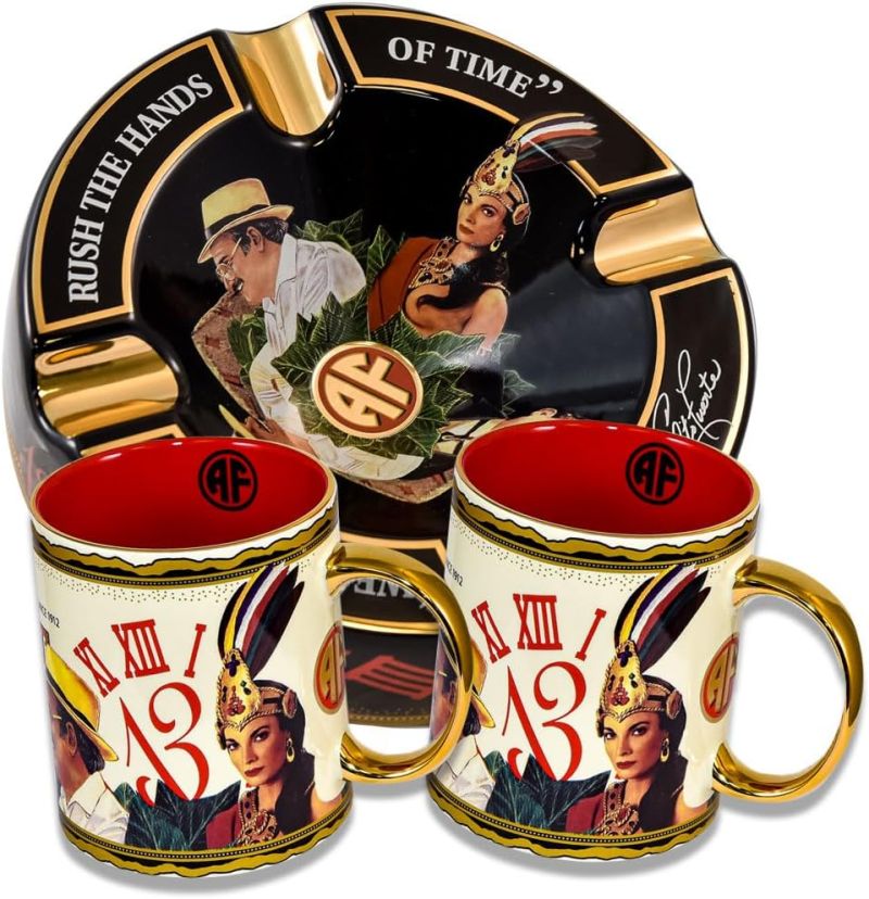 Arturo Fuente Ceramic Ashtray and Coffee Mug Set Black - Mike's Cigars